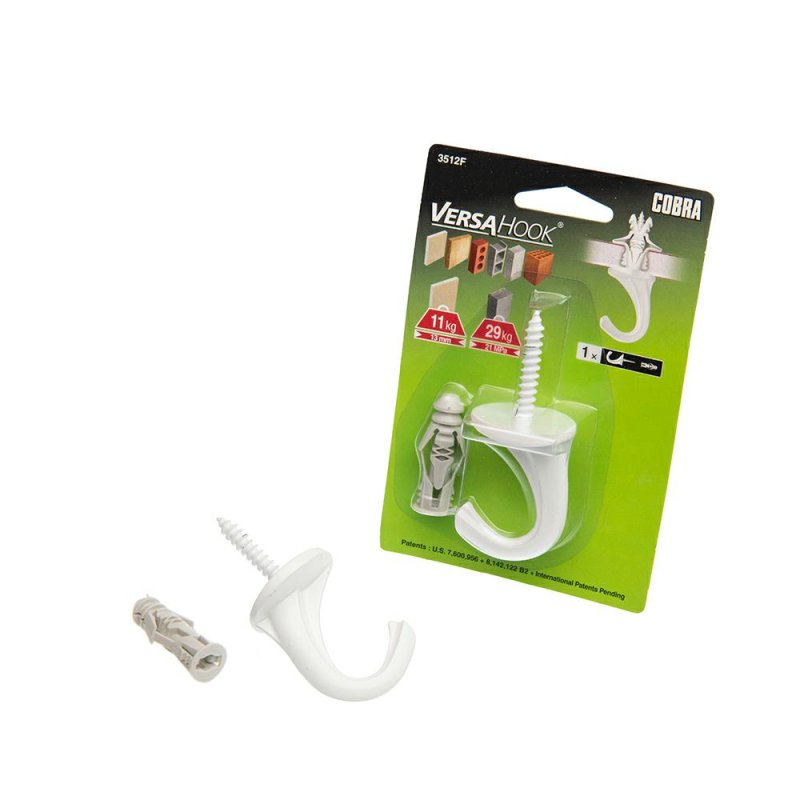 Cobra Versa Hook White Large Screw In Hook | Pease of Garforth