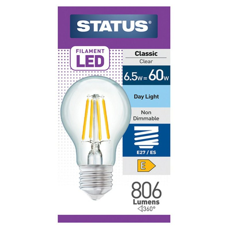 60W Status LED Daylight ES Clear GLS Bulb | Pease of Garforth
