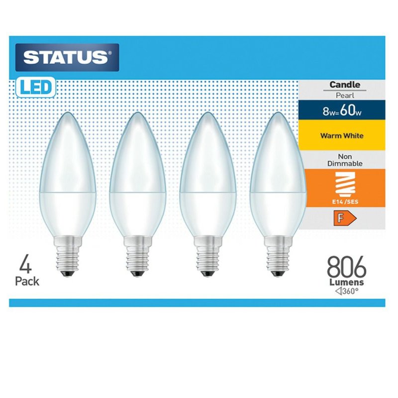 60W Status LED Warm White SES Small Screw Cap Candle Bulbs | Pease of ...
