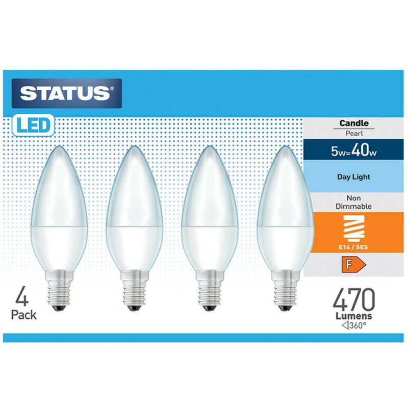 4 x 40W Status LED Daylight SES Candle Bulbs | Pease of Garforth