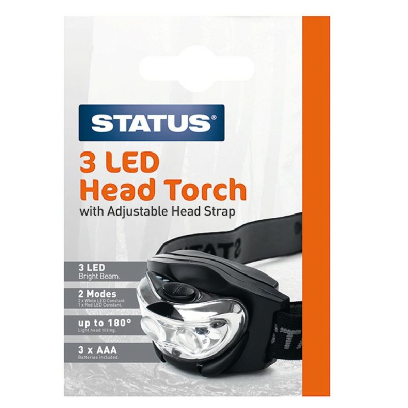 Status LED Head Torch & 3 x AAA Batteries | Pease of Garforth