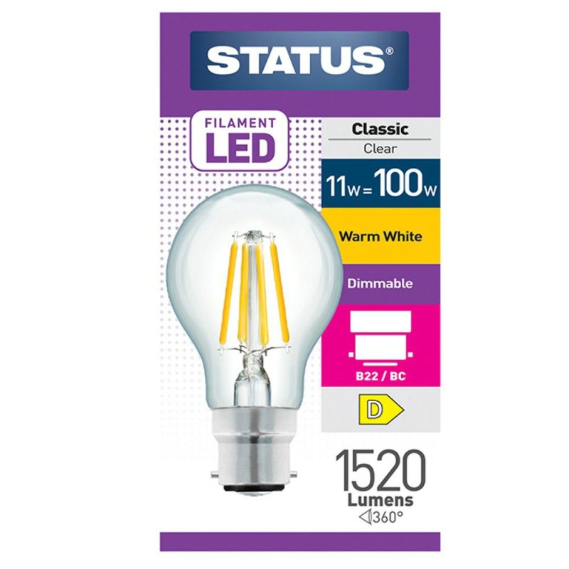 100W Status LED Warm White BC Large Bayonet Cap Bulb | Pease of Garforth