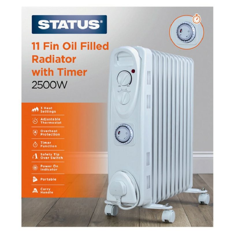 Status 2500W Oil Filled Radiator With Timer | Pease of Garforth