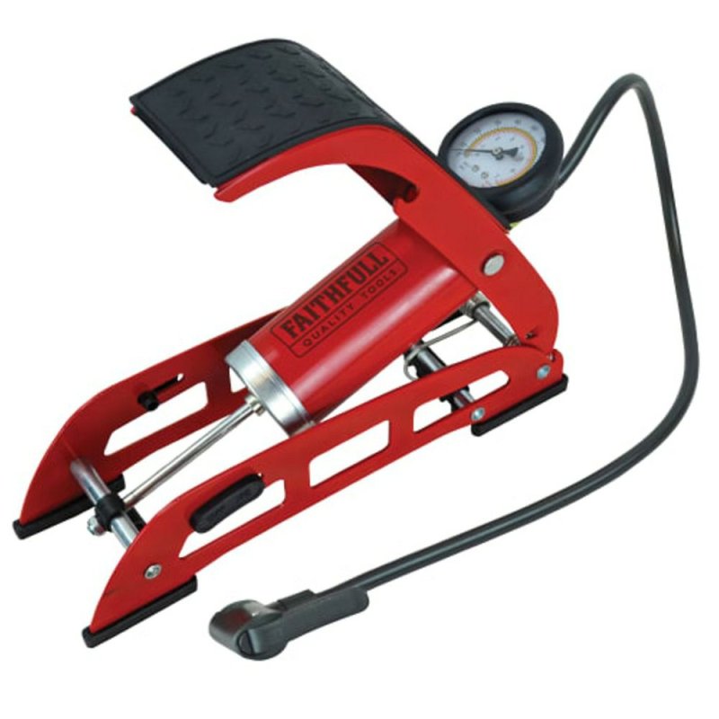 Faithfull Foot Pump Single Cylinder with Gauge | Pease of Garforth