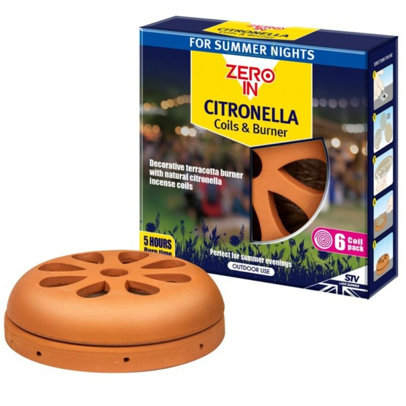 STV Zero In Citronella Insect Burner & 6 Coils | Pease of Garforth